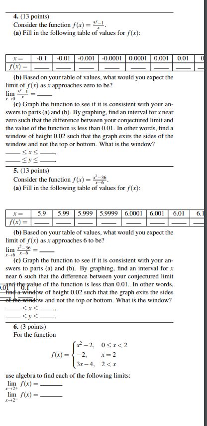 Solved 4 13 Points Consider The Function Fxx5x−1 A