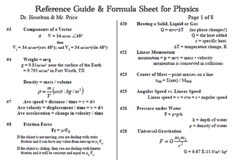 EEBookshelf Reference Guide Formula Sheet For Physics Adafruit Industries Makers Hackers