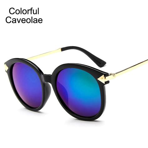 다채로운 Caveolae 브랜드 여자 선글라스 패션 골드 화살표 럭셔리 태양 안경 여자 캐주얼 다채로운 숙녀 안경brand