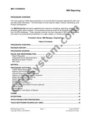Fillable Online The Main Purpose Of MIS Report Generation Is To Provide SDLC Business