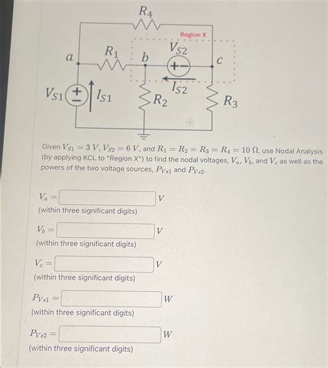 Solved Given VS1 3V VS2 6V and R1 R2 R3 R4 10Ω use Nodal Chegg com