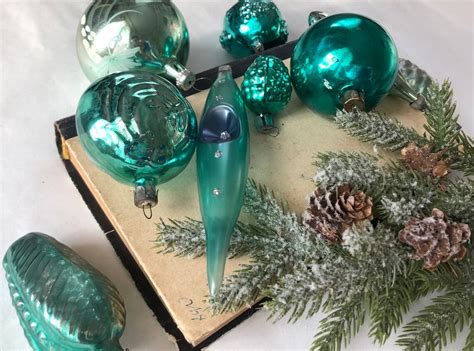 10 Assorted Green Glass Ornaments Setchristmas Glass Etsy New Zealand