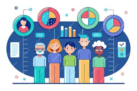 A Vibrant Display Showcasing Five Characters Engaged In A Customizable Cohort Analysis