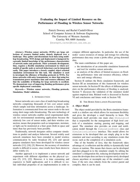 Pdf Evaluating The Impact Of Limited Resource On The Performance Of Flooding In Wireless