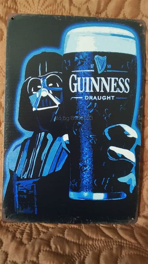 Метална табела на бира Гинес Guinness Darth Vader Star Wars Антиквариат Ямбол Метална