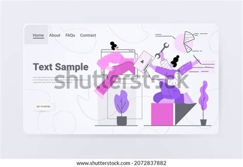 Developers Couple Creating Website Ui Interface Stock Vector Royalty Free 2072837882