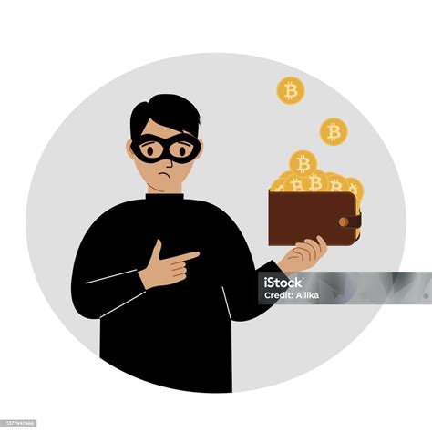 비트 코인 기호와 동전의 지갑검은 마스크에 도둑 사이버 공격 모바일 피싱 사기 해커 도난 도난 검은색 마스크 변장에 대한 스톡 벡터 아트 및 기타 이미지 Istock