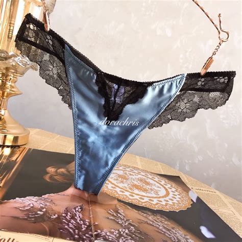 Ready Stock Silk Satin Women Sexy Low Waist Lace Allure Panty G String Beautiful Sexy Thong