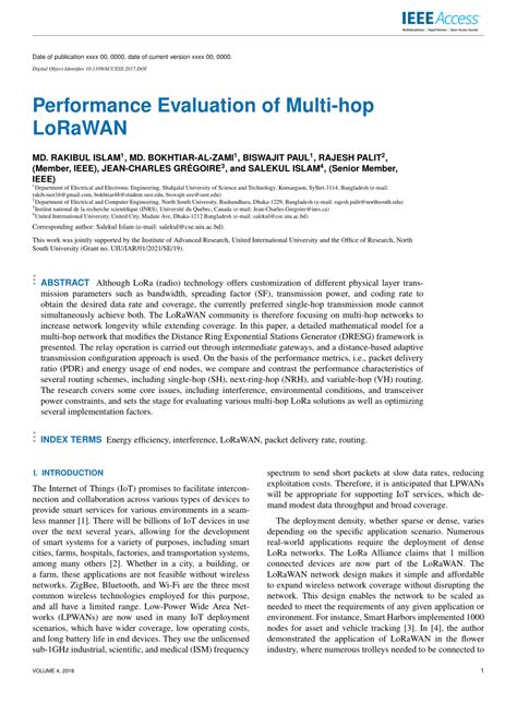 Pdf Performance Evaluation Of Multi Hop Lorawan