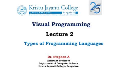 Visual Programming Lecture 2 Types Of Programming Languagespdf