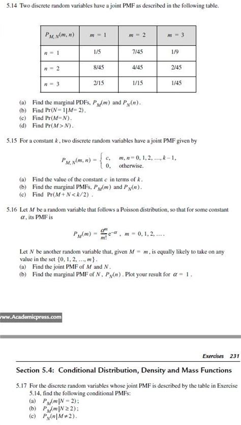 Solved 5 14 Two Discrete Random Variables Have A Joint Pmf