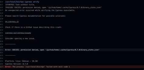 Workflow Failing With Eacces Permission Denied Issue Cypress Io Github Action Github