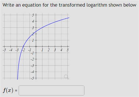 solved write an equation for the transformed logarithm shown