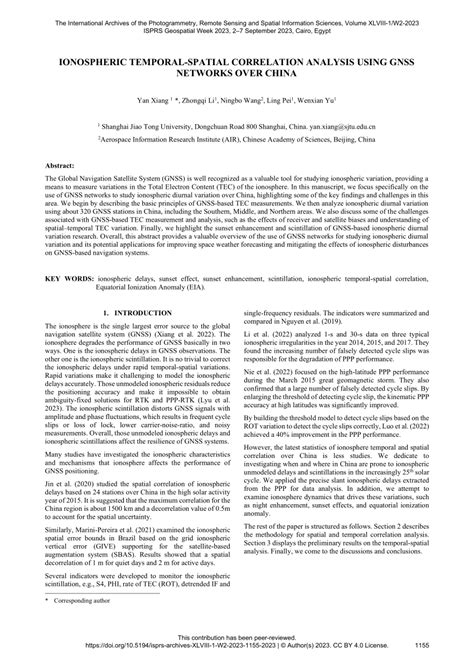 Pdf Ionospheric Temporal Spatial Correlation Analysis Using Gnss