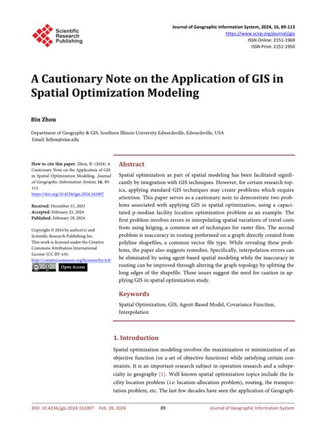 Pdf A Cautionary Note On The Application Of Gis In Spatial Optimization Modeling