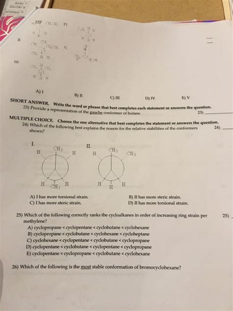 Solved A I B 11 E V C III D IV SHORT ANSWER Write Th E Chegg Com
