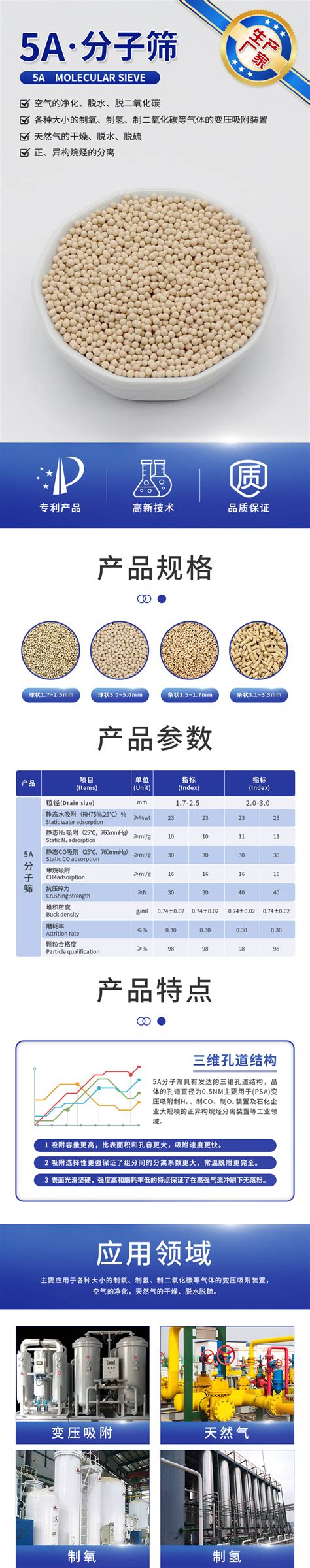 5A球形分子筛 大连海鑫化工有限公司