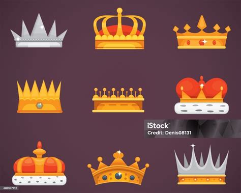 크라운 아이콘의 컬렉션 우승자 챔피언 리더십에 대 한 상을 로얄 킹 퀸 프린세스 크라운입니다 골동품에 대한 스톡 벡터 아트 및 기타 이미지 Istock