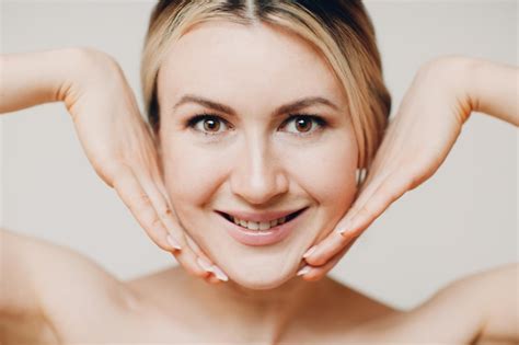 Premium Photo Young Adult Doing Facial Gymnastics Self Massage And
