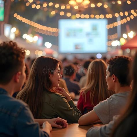 Harmonious Virtual Classroom Amidst Lively Festival Atmosphere Stock