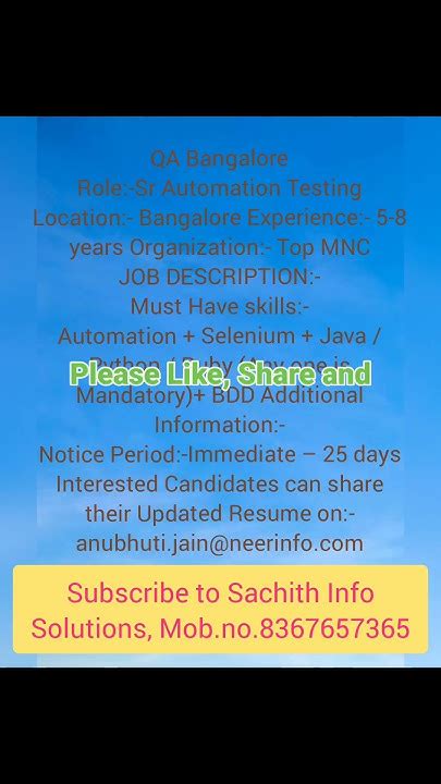 hiring sr automation testing automtiontesting testingjobs youtube
