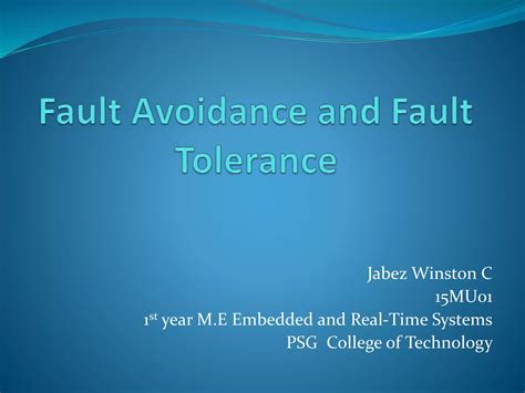 Fault Avoidance And Fault Tolerance Pptx