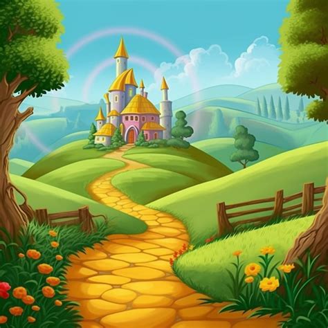 Premium Photo Vector Landscape Background Green Filds