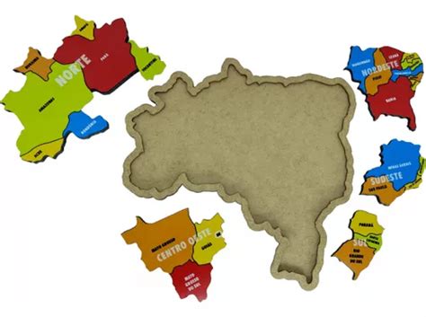 Rompecabezas Pedagógico Y Educativo Mapa De Regiones De Brasil Mdf