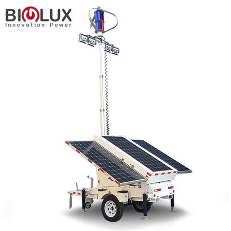 Hybrid Power Solar Wind Turbine Led Street Light Tower Trailer With