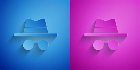 파란색과 보라색 배경에 격리 된 종이 컷 시크릿 모드 아이콘 종이 아트 스타일 벡터 그림자에 대한 스톡 벡터 아트 및 기타