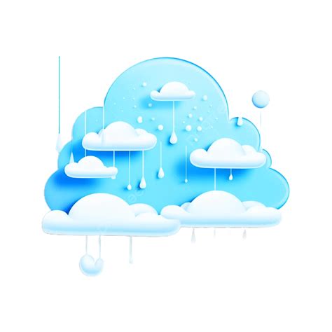Blue Color Moon Rain Cloud 3d Weather Isolated Minimal Icon Cartoon