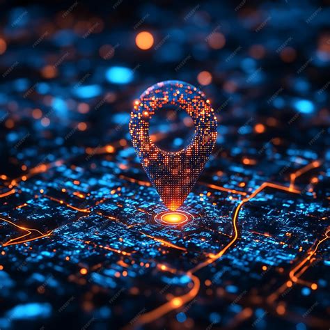 digital location pin icon with binary code artificial intelligence in