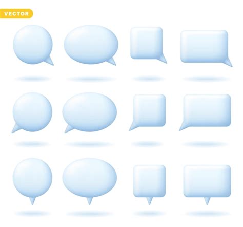 Premium Vector 3d Speech Bubble Balloon Round Oval Square Rectangle
