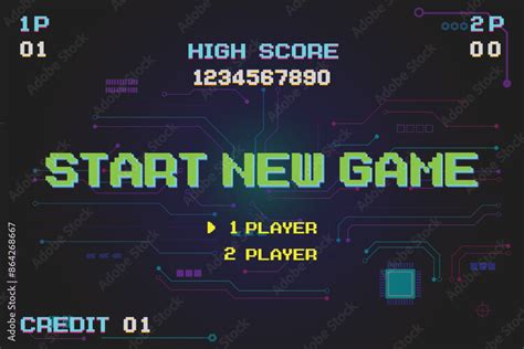 start new game play synthwave wireframe net illustration pixel art 8