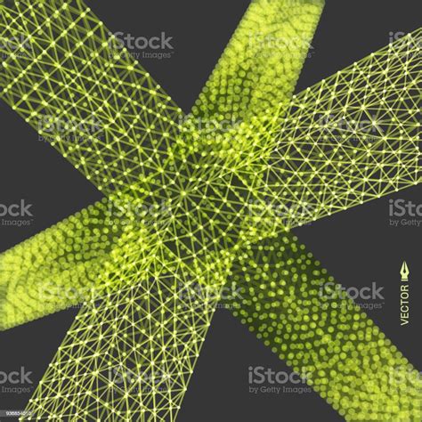 Connection Structure Wireframe Vector Illustration 3d Abstract Background Stock Illustration