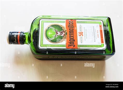 Moscow Russia March 20 2022 Lying Bottle Of Jagermeister Liqueur