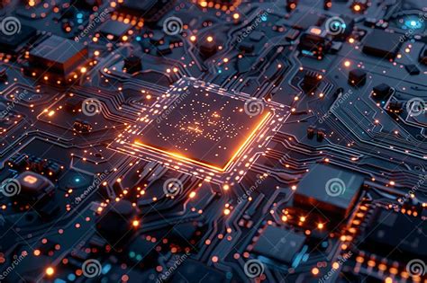 Close Up Of A Modern Microprocessor On A Motherboard Featuring Intricate Circuitry With Glowing