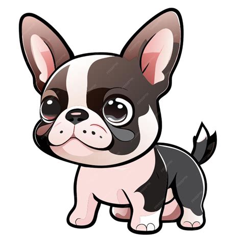 Милый мультфильм французский бульдог собака маленькая собачья уши без фона все тело векторная
