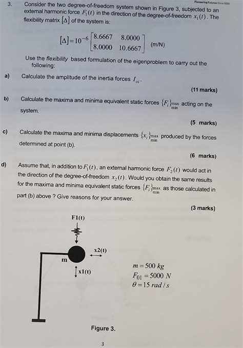 Solved 3 Consider The Two Degree Of Freedom System Shown In