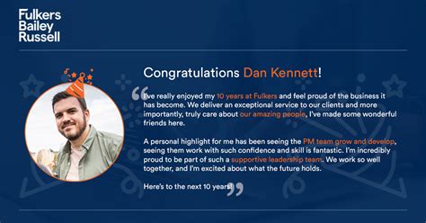 Daniel Kennett Celebrates 10 Years At Fulkers Fulkers Bailey Russell