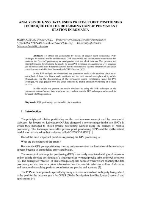 pdf analysis of gnss data using precise point positioning technique