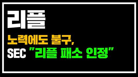 노력에도 불구 Sec 리플 패소 인정 Youtube