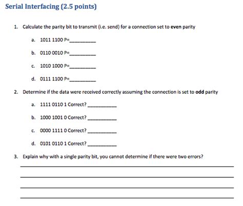 Solved Calculate The Parity Bit To Transmit Ie Send For