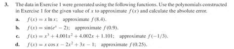 Solved The Data In Exercise Were Generated Using The Chegg