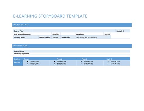 E Learning Storyboard Template Create Engaging Courses With Notes Titles Topics And Screens