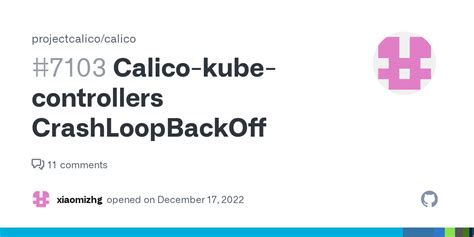 Calico Kube Controllers Crashloopbackoff · Issue 7103 · Projectcalicocalico · Github