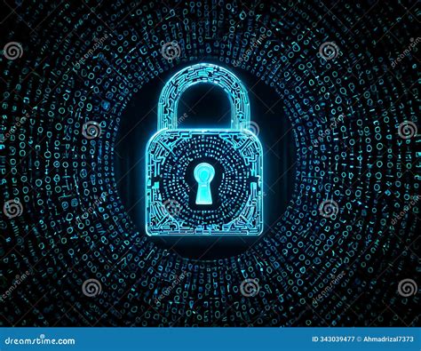 futuristic digital lock symbolizing cybersecurity and data protection