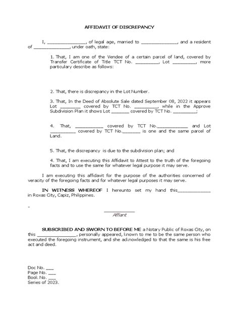 Affidavit Of Discrepancy Title Pdf Law