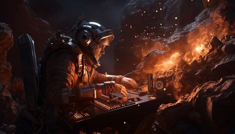 Premium Ai Image Closeup Futuristic Asteroid Space Mining Operator High Fidelity Detail