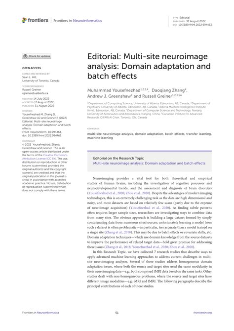pdf editorial multi site neuroimage analysis domain adaptation and
